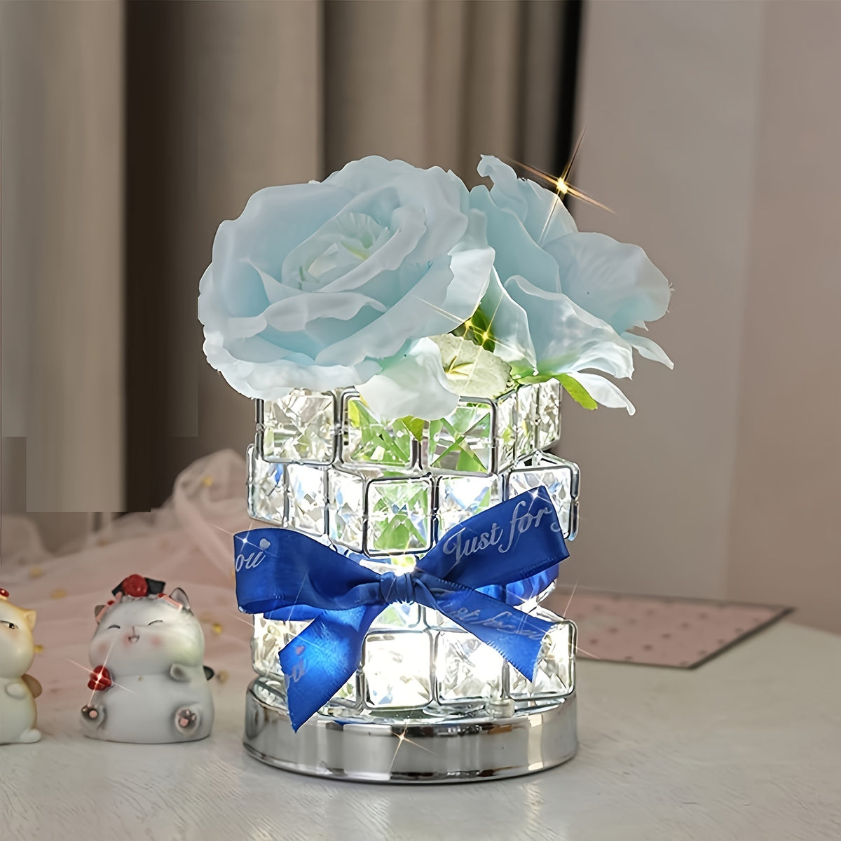 Buy Rechargeable Rose Crystal Table Lamp Romantic LED Flower Gift in ...